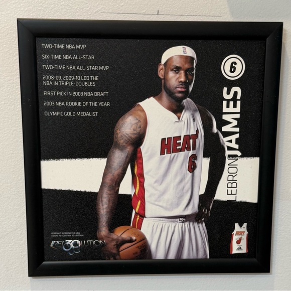 Wall Decor | Lebron James Wall Poster Frame Painted Heat Uniform Adidas ...